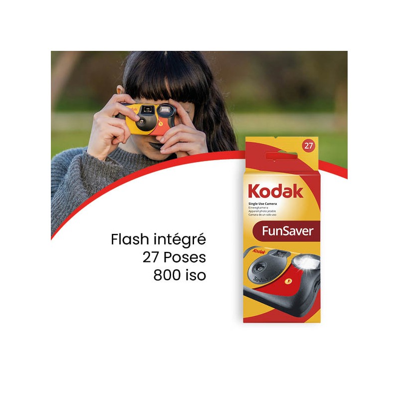 KODAK - Appareil photo jetable Fun Saver Flash - 800 iso - 27 poses